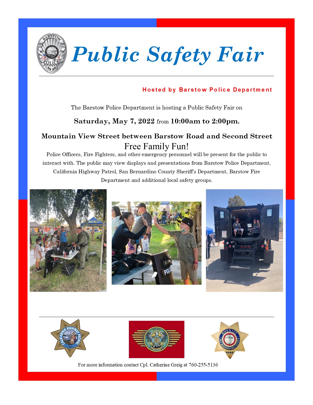 Barstow Public Safety Fair this Saturday! – VVTA