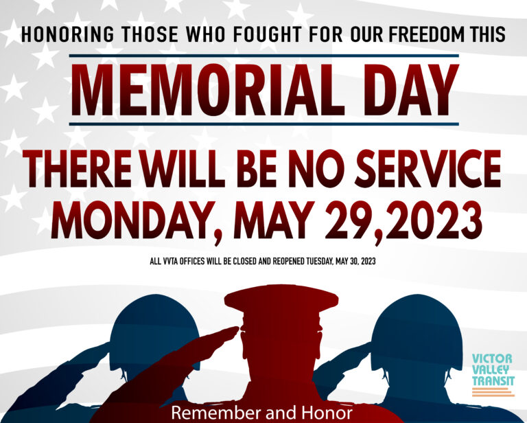 No Bus Service for Memorial Day – VVTA