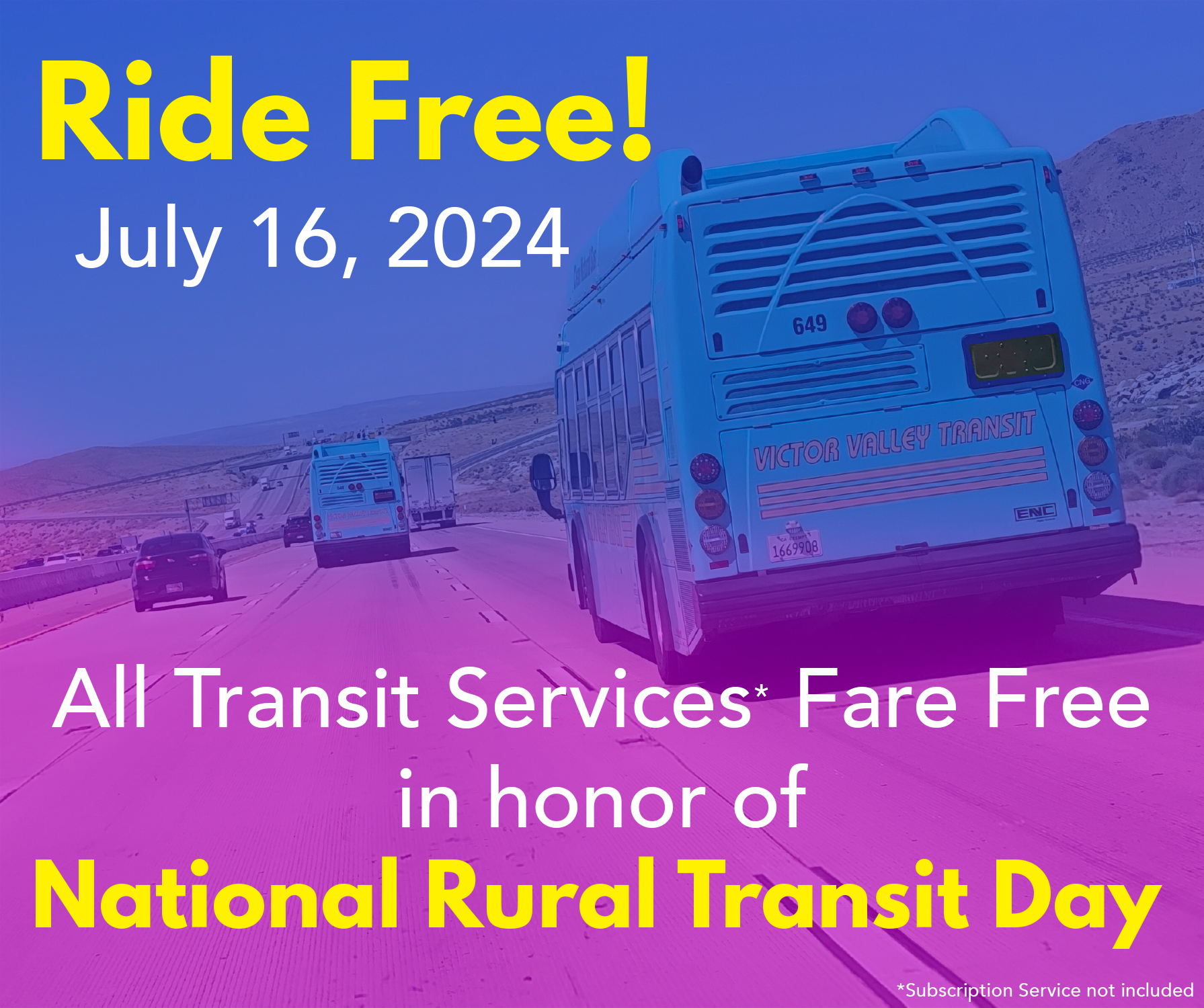 Fare Free Transit on July 16th for National Rural Transit Day – VVTA
